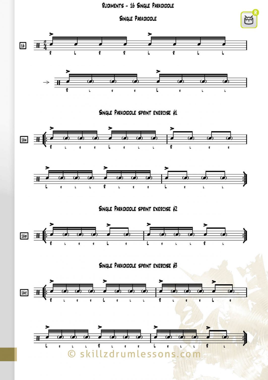 40 Essential Rudiments - #16 Single Paradiddle - Skillz Drum Lessons